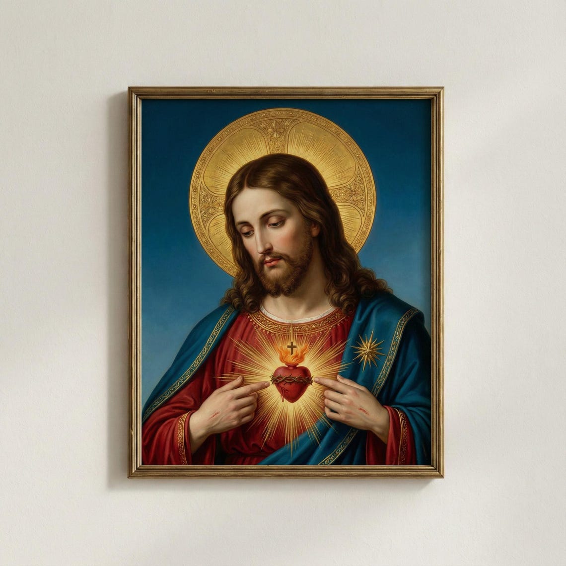 Sacred Heart of Jesus Catholic Wall Art | Christian Religious Home ...