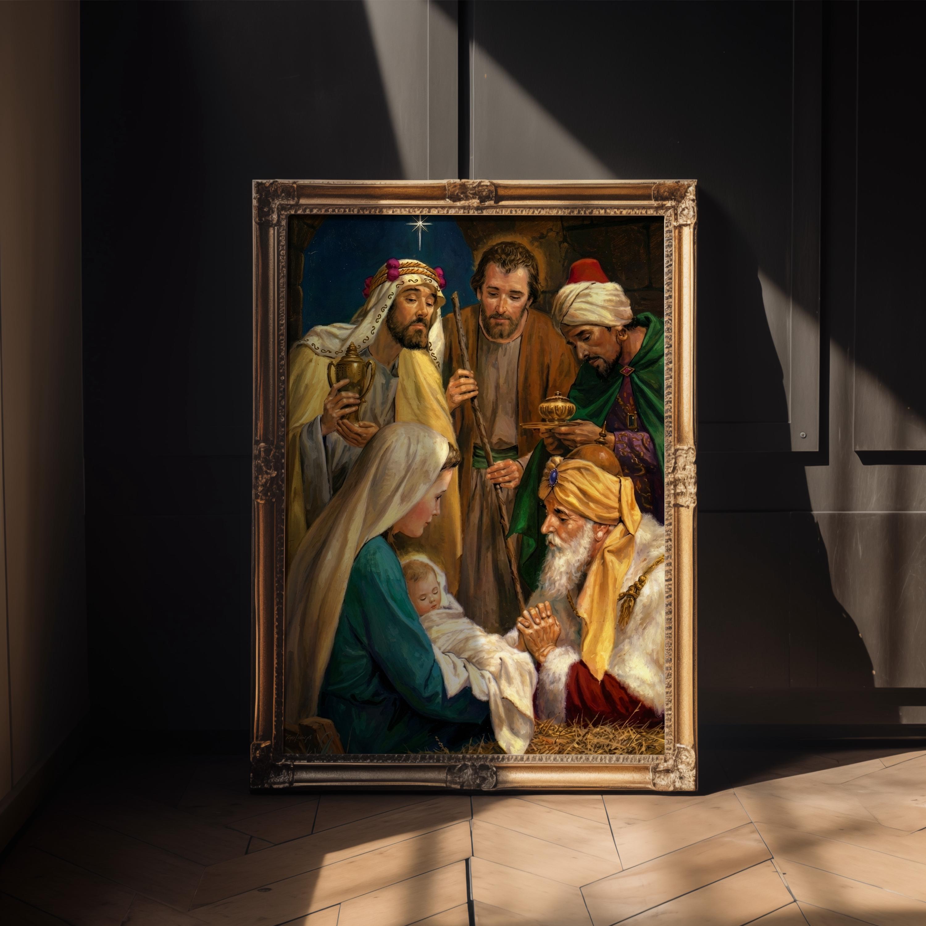 Adoration of the Magi Christian Painting, Nativity Scene Christian Art ...