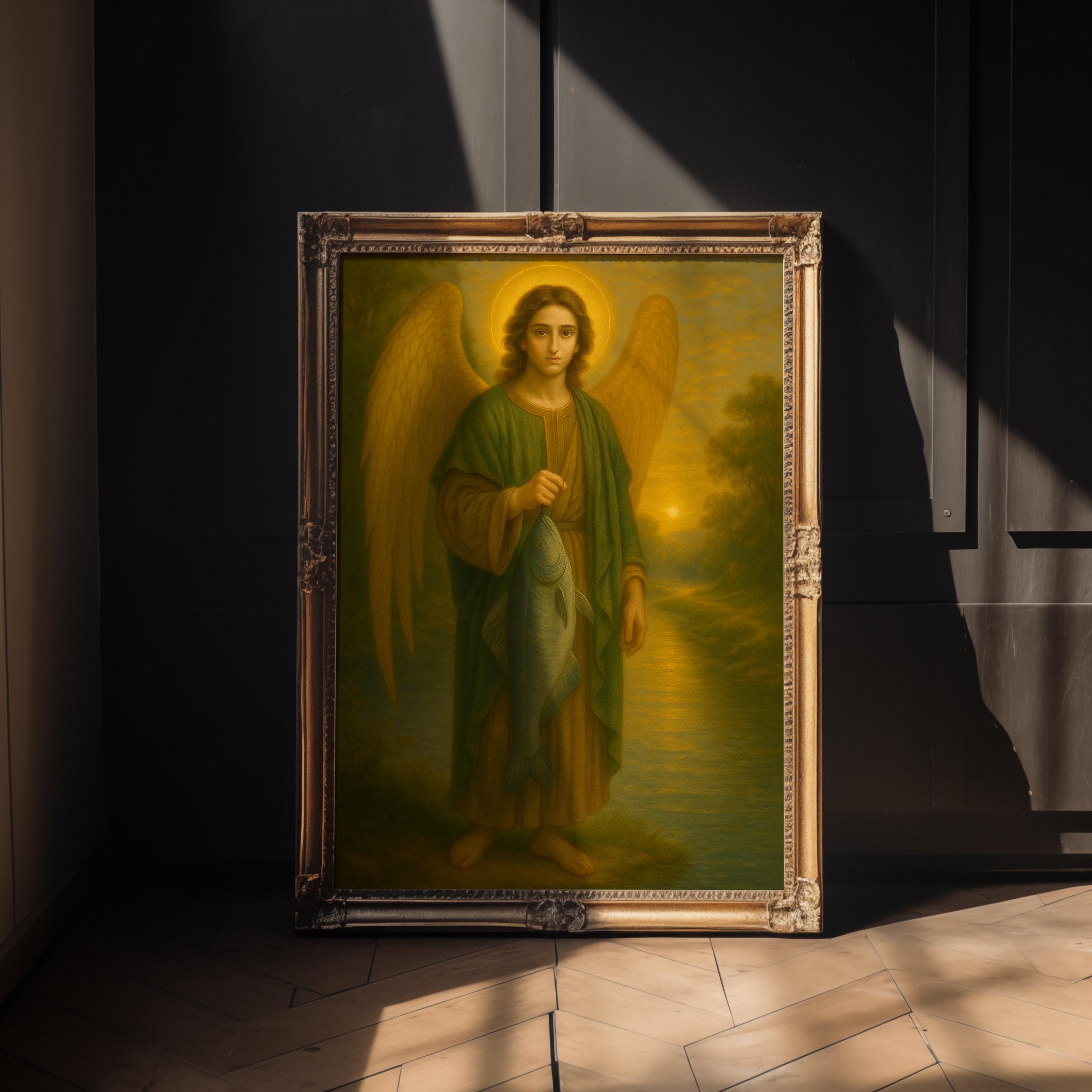 Archangel Raphael With the Healing Fish: Religious Art Catholic Decor ...
