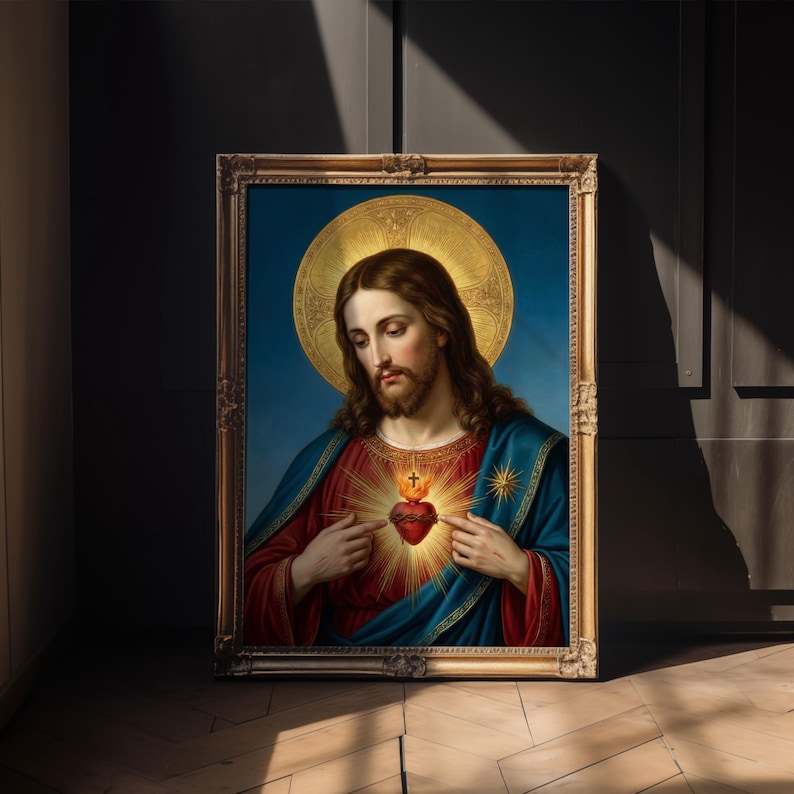 Sacred Heart of Jesus Catholic Wall Art | Christian Religious Home ...