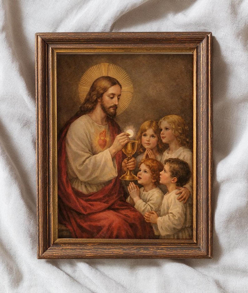 Jesus Giving Communion Art Print | Catholic Religious Wall Art ...