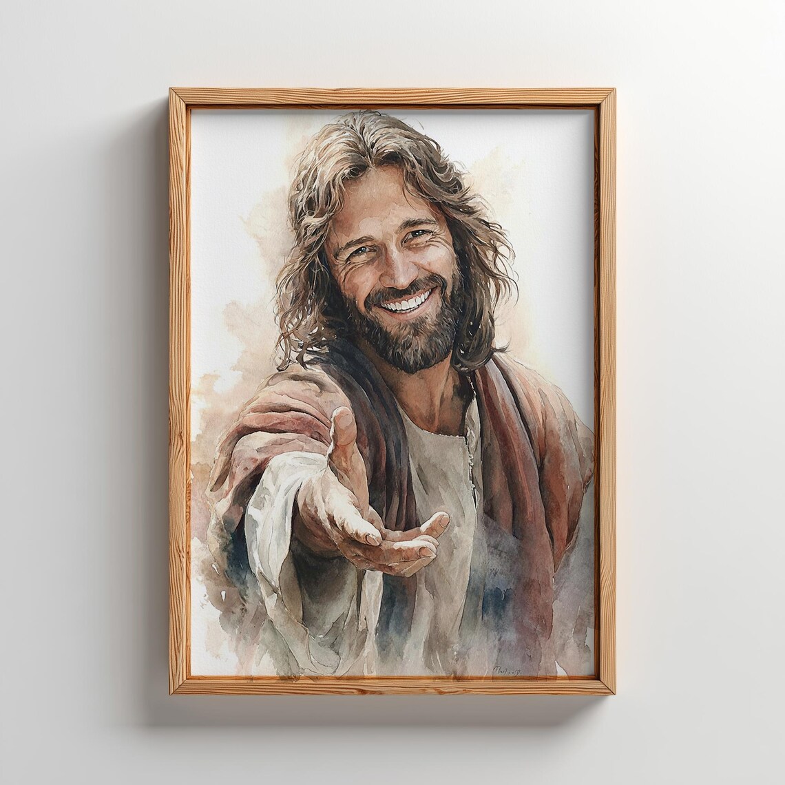Smiling Jesus Christ Watercolor Portrait, Christian Art (digital ...