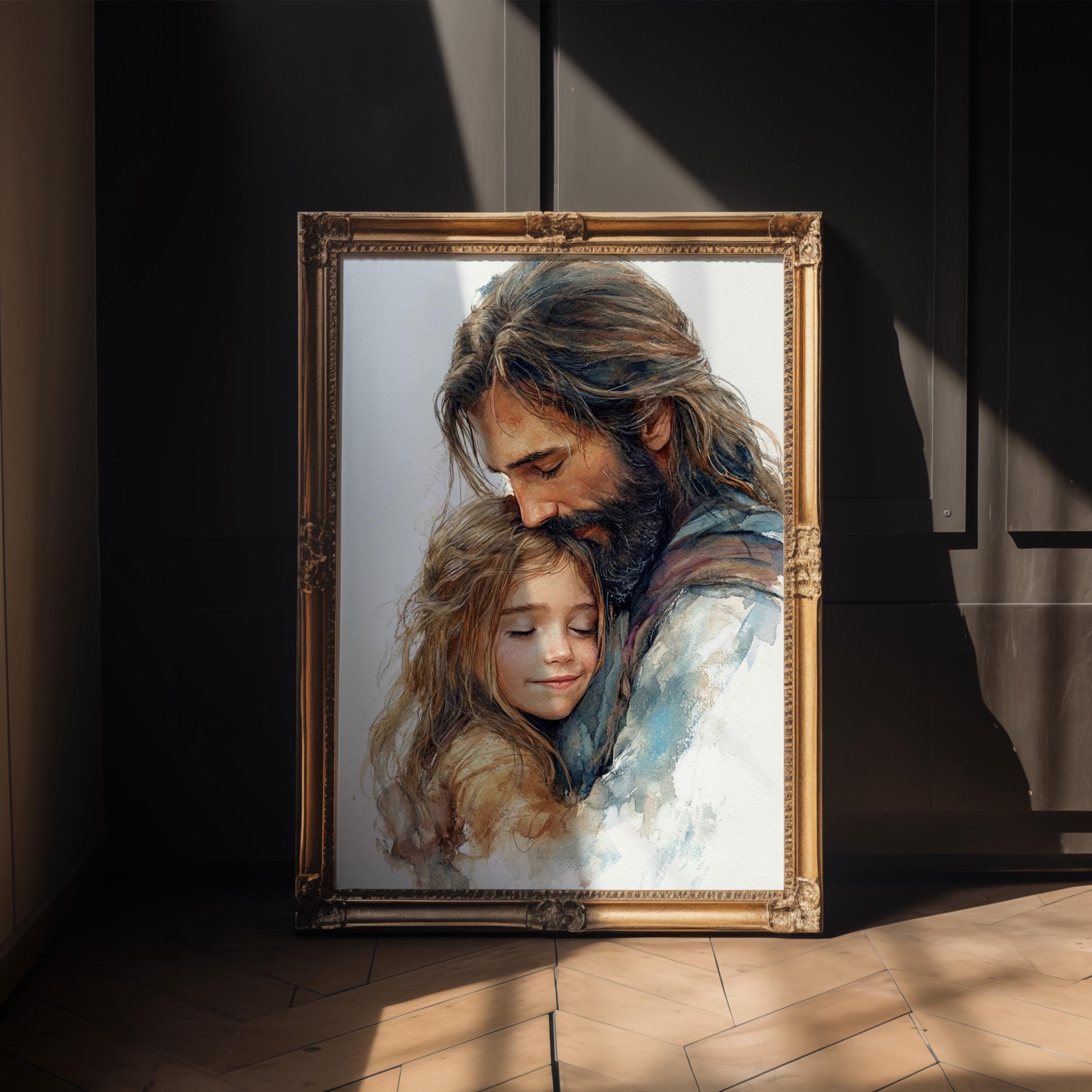Jesus Embracing Child Watercolor Print, Christian Art Religious Home ...