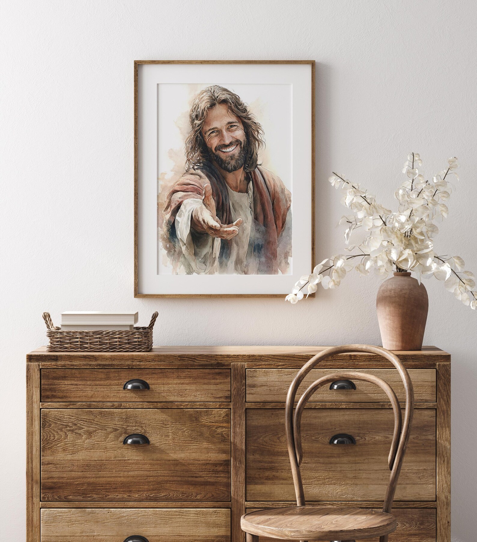 Smiling Jesus Christ Watercolor Portrait, Christian Art (digital ...