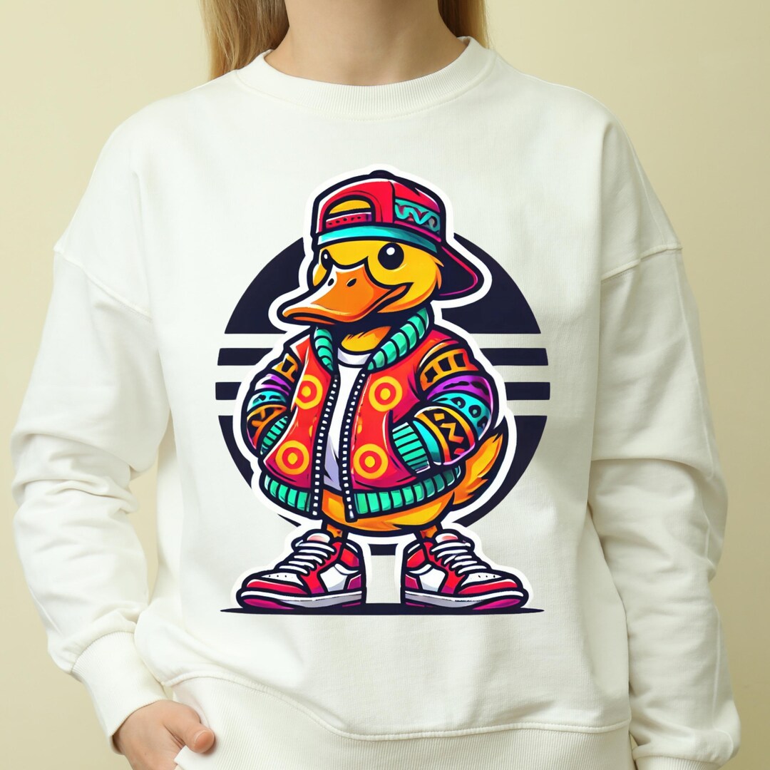 Retro Streetwear Duck Art, Vibrant Hip-hop Duck Illustration, Cool ...