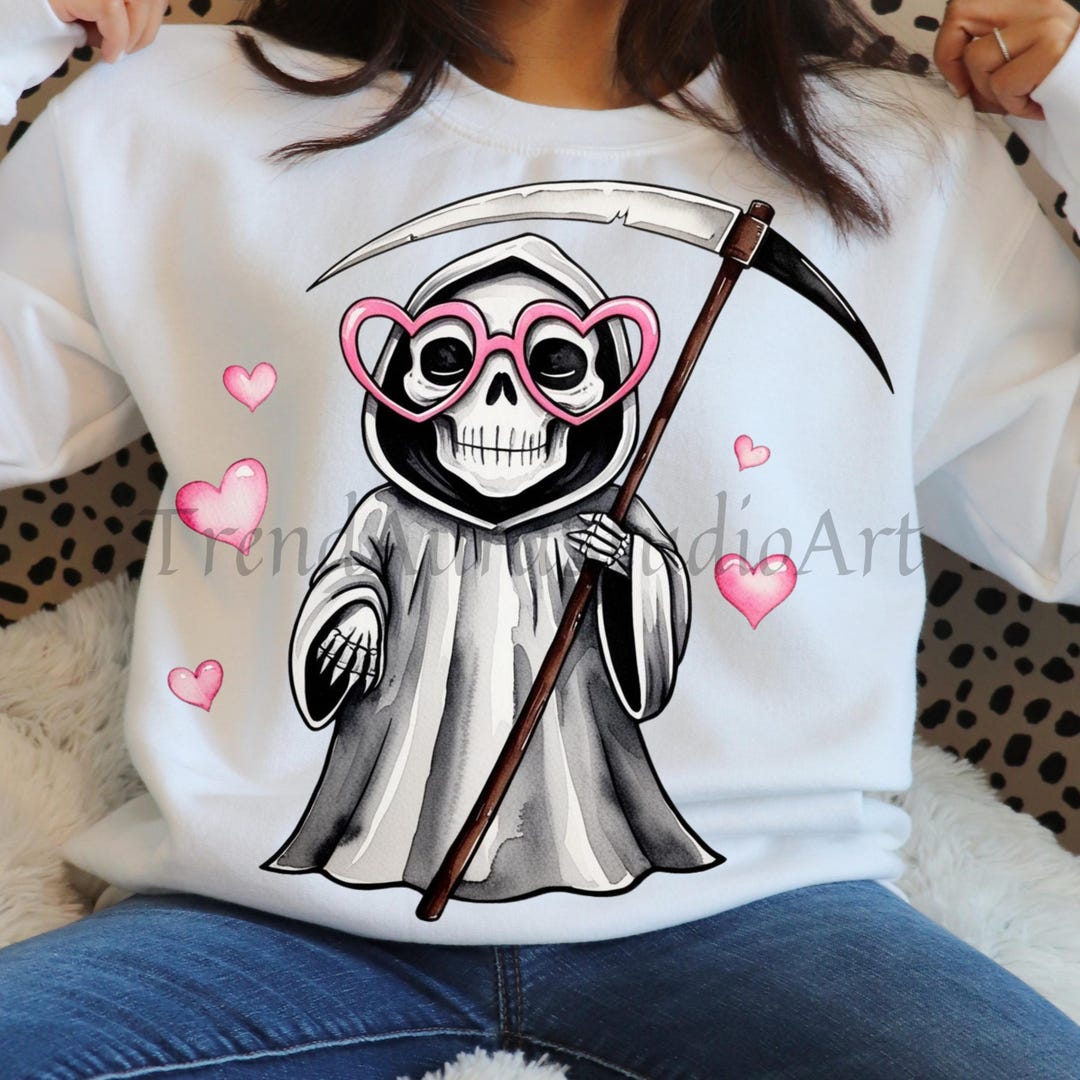 Grim Reaper Png, Valentine Grim Reaper Png, Skeleton T-shirt Design ...