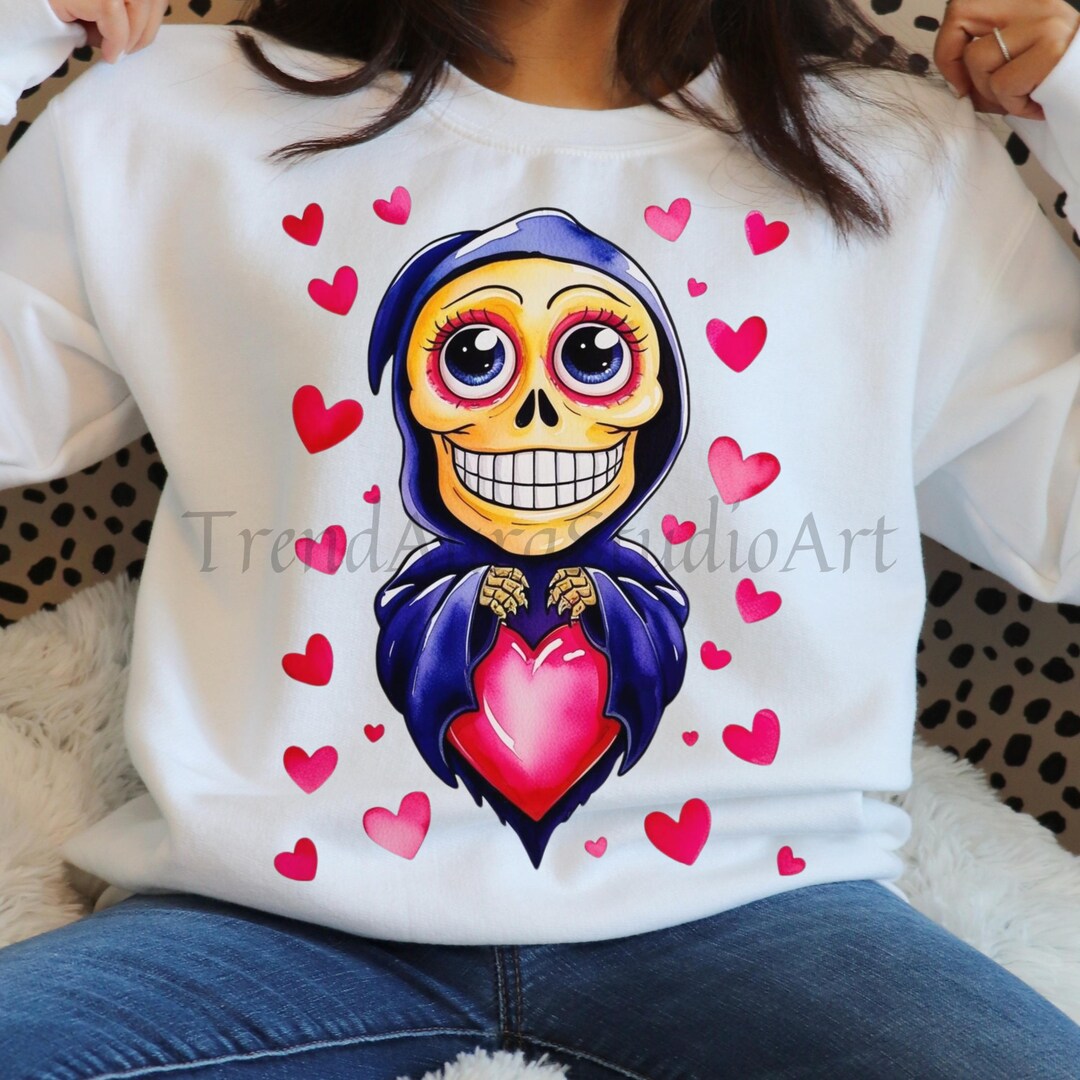 Anti Valentines Day PNG, Cute Grim Reaper Holding Heart Illustration ...