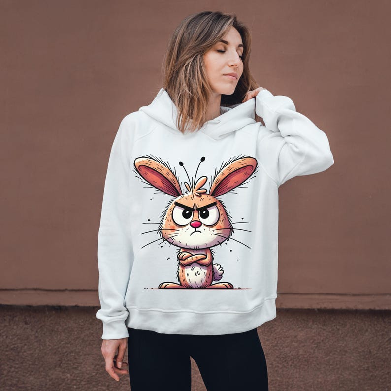 Grumpy Bunny Art Png, Cute Angry Rabbit Illustration, Funny Cartoon ...