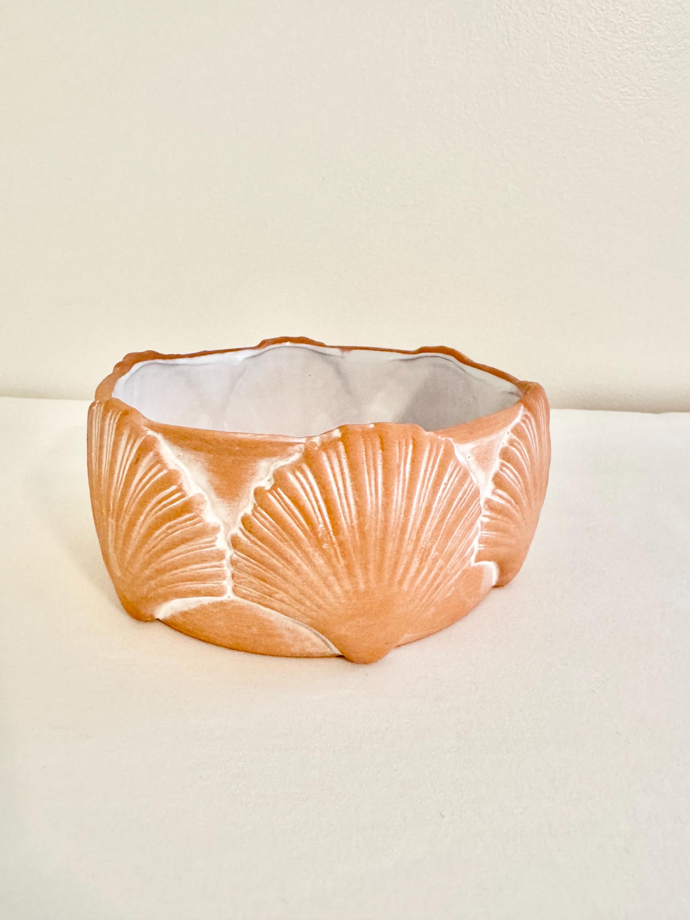 Ceramic Terracotta White Washed Shell Bowl Planter - Etsy