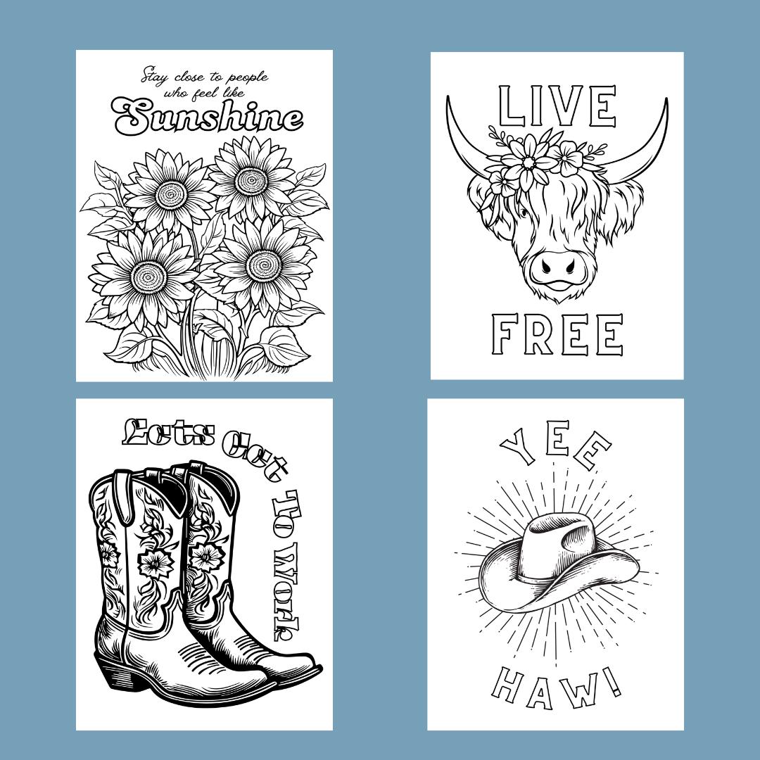 Cowboy Coloring Book: 30 Western Activity Pages (digital Download) - Etsy