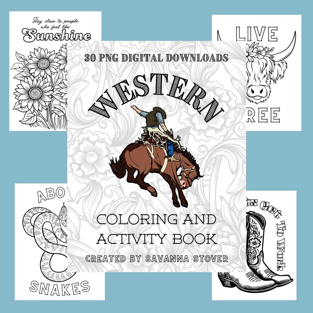 Cowboys and Western Coloring Book | 30 Printable Pages for Kids ...