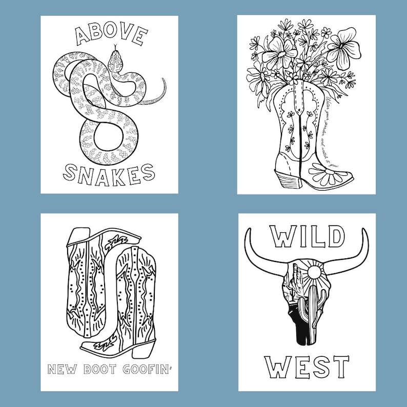 Cowboy Coloring Book: 30 Western Activity Pages (digital Download) - Etsy