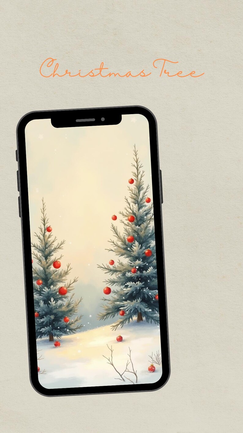 Christmas Tree Phone Wallpapers, Festive Holiday Wallpaper Set ...