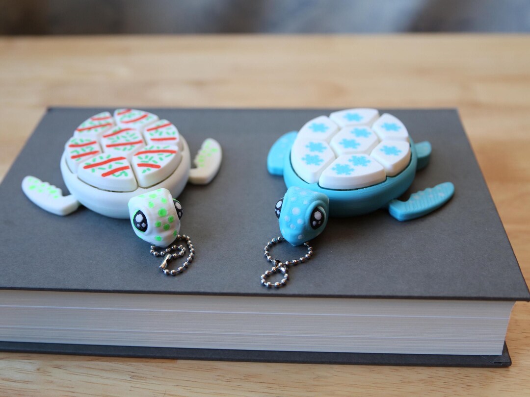 Winter Turtles Fidget Clicker, Mechanical Keyboard Clicker, 3D Printed Fun Toys, Keychain, Gift ...