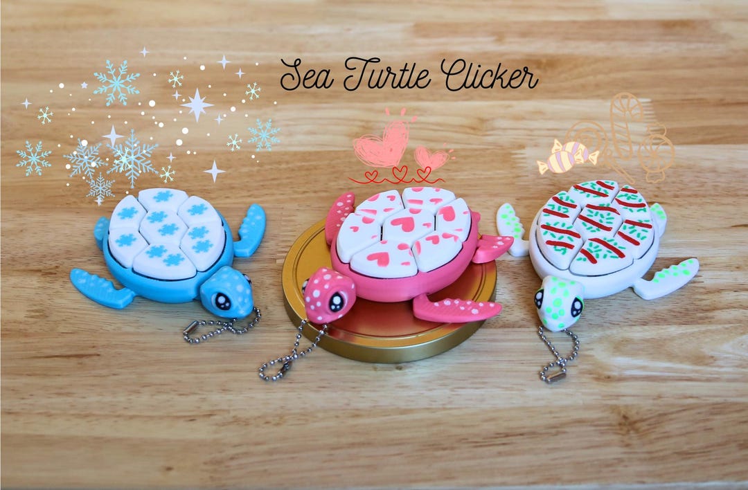 Winter Turtles Fidget Clicker, Valentine, Mechanical Keyboard Clicker ...