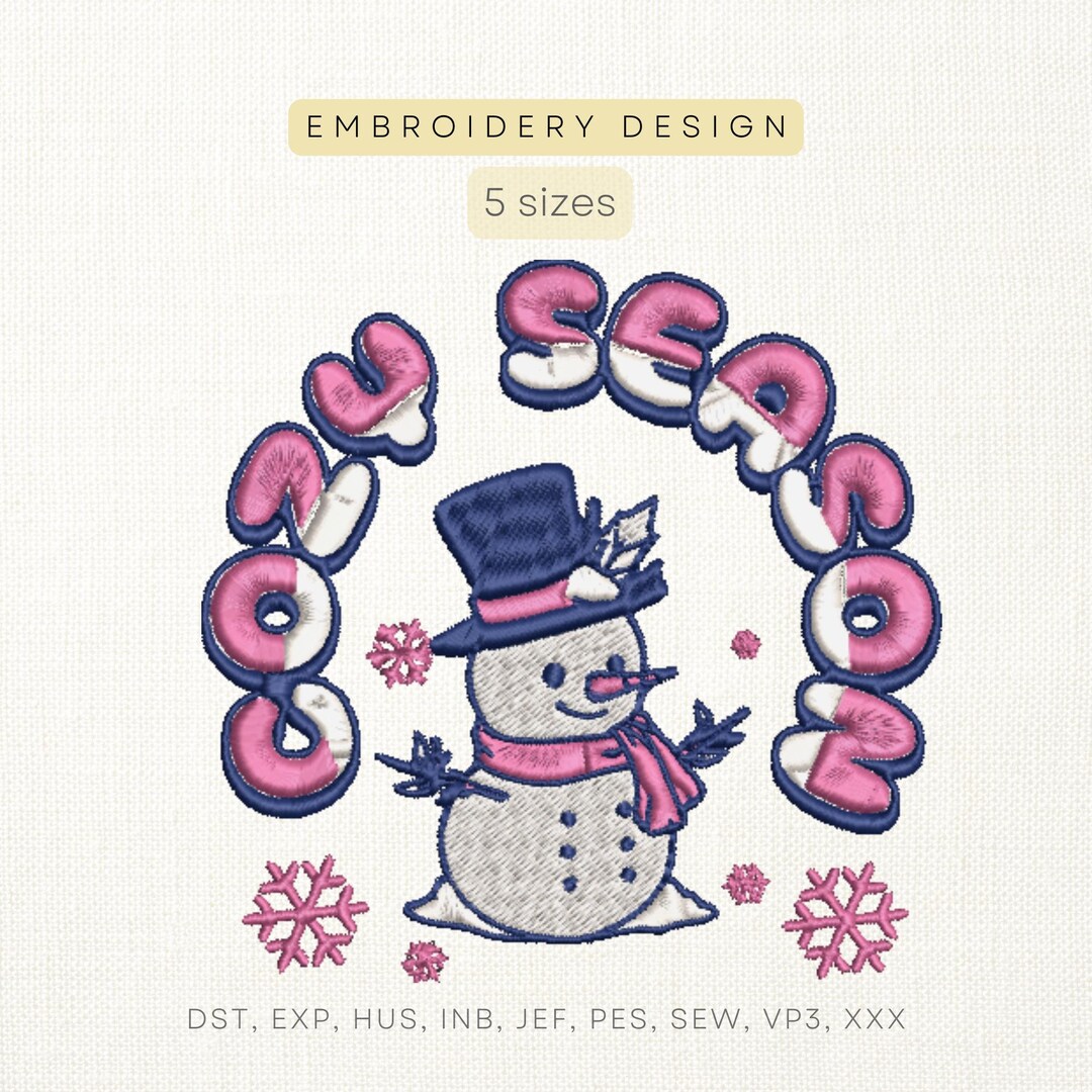 Cozy Season Embroidery Design, Snowman Embroidery Design, Winter ...
