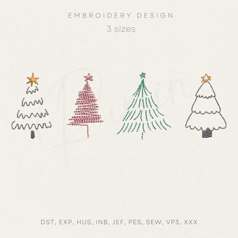 Christmas Trees Embroidery Designs, Digital Download, Trendy Embroidery ...