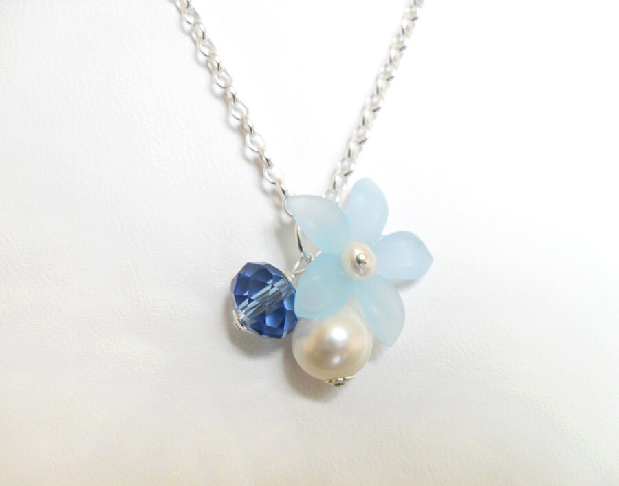 Will You Be My Flower Girl, Blue Flower Charm, Flower Girl Jewelry ...