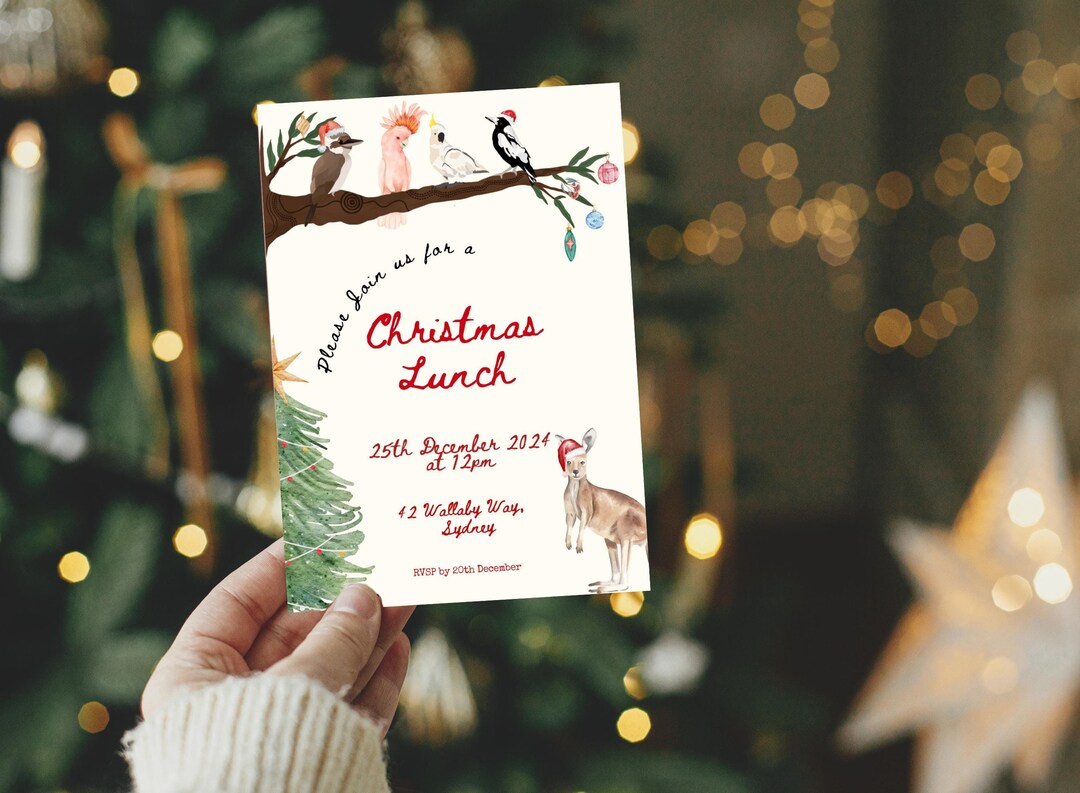 Aussie Christmas Invite Template Simple Australian Christmas Editable ...