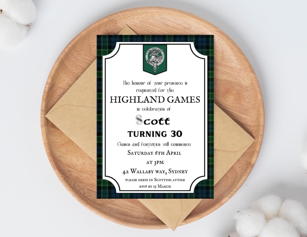 Highland Games Invite | Scottish Birthday Party | Highland Party - Etsy