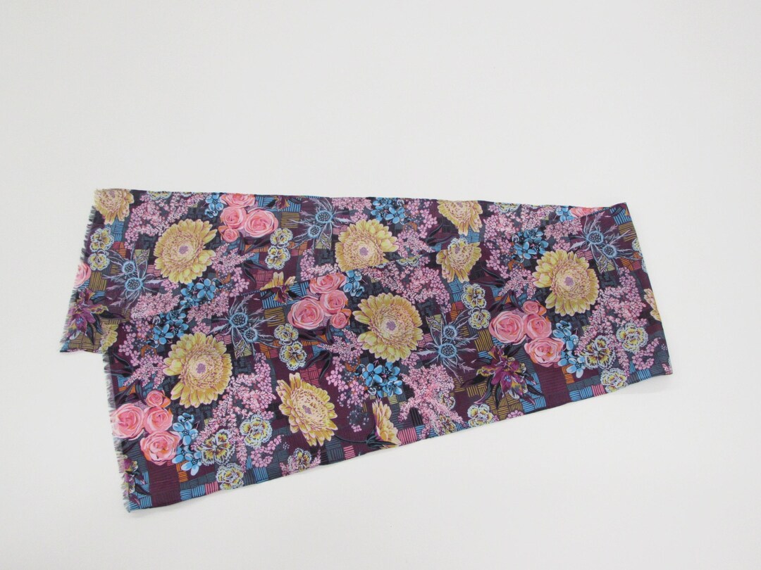 Floral Cotton Head Scarf, Maximalist Silky Tana Lawn Print (9x71 ...