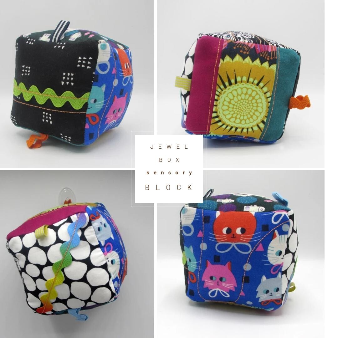 Sensory Crinkle Fidget Cube Block With High Contrast Colors With Cats ...