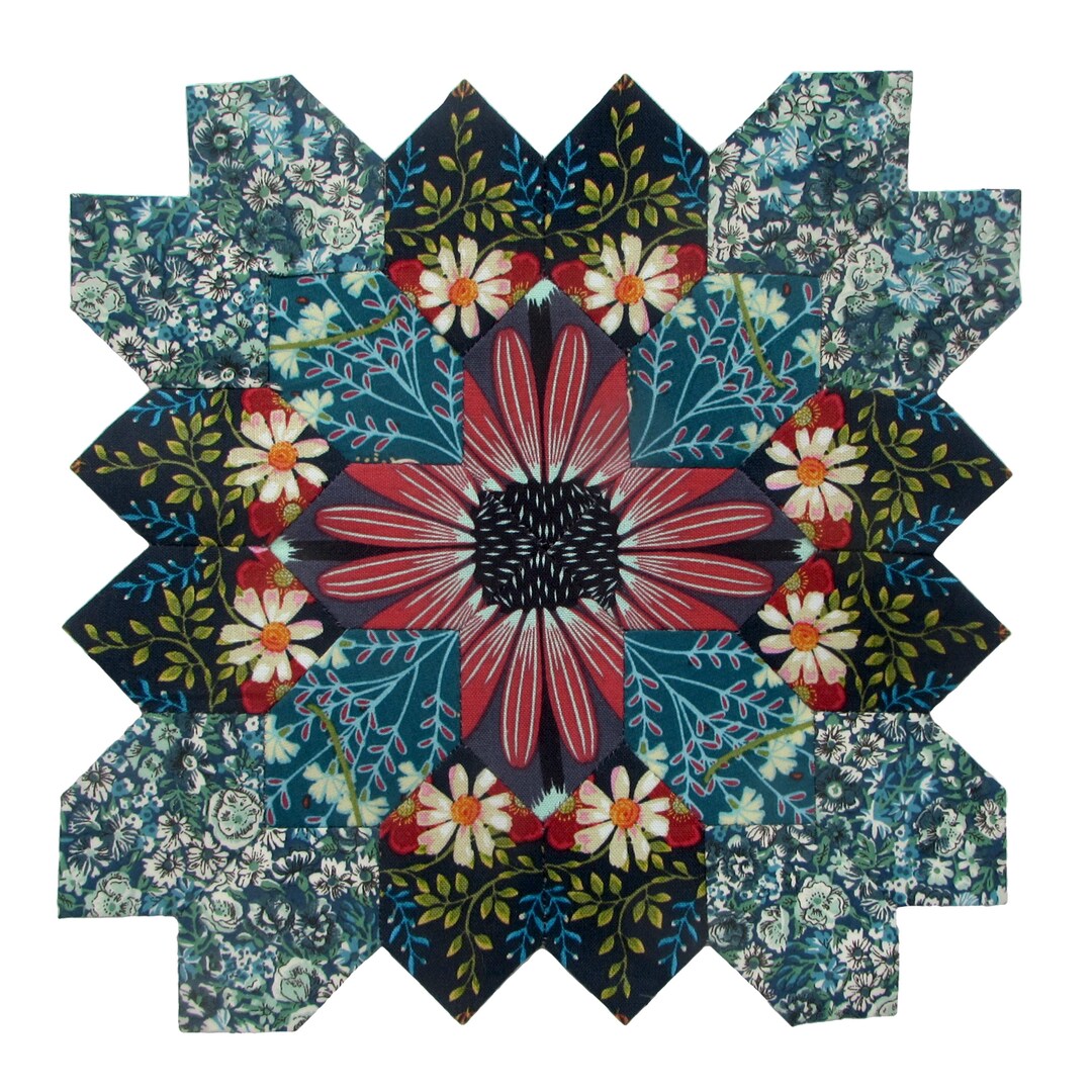 Moody Blues Archival Matte Textile Art Print 10x10” Floral Geometric ...
