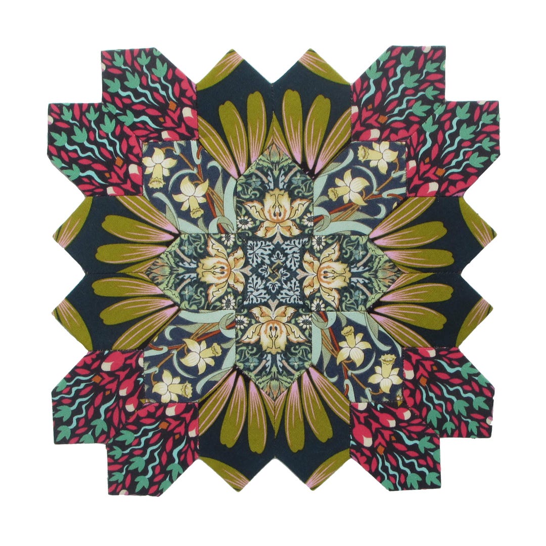 Square Textile Art Print, Heritage Gardens Archival Matte Kaleidoscope ...