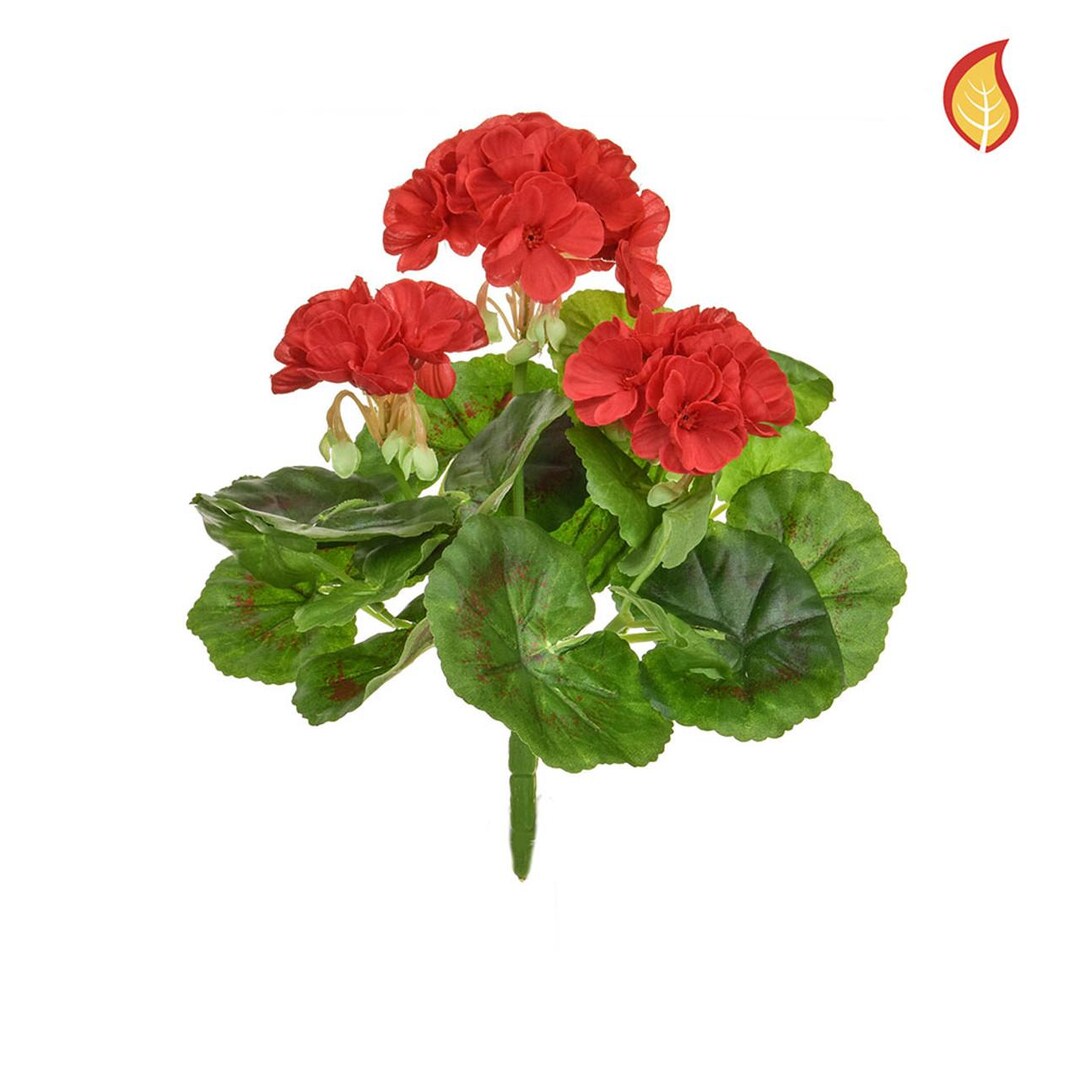 Artificial Silk Upright Red Geranium Bush Fire Retardant 23cm/9 Inches ...