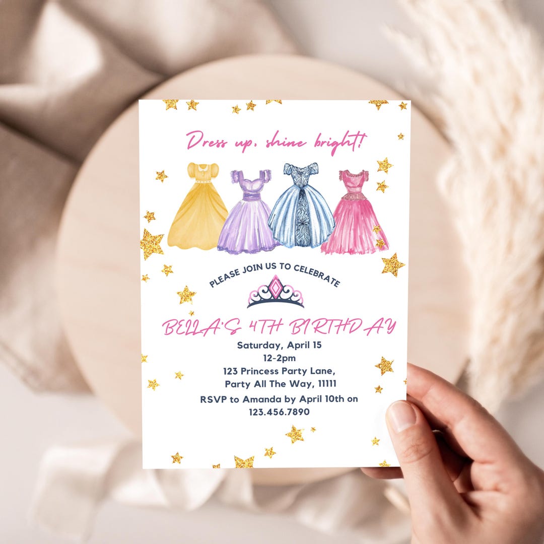 Princess Dress-up Birthday Invitation, Royal Celebration (editable ...
