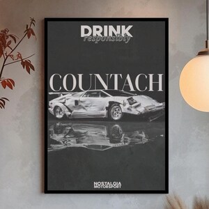 Lamborghini Countach Poster Retro Wall Art for Car Enthusiasts - Matte ...