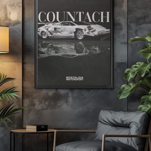 Lamborghini Countach Poster Retro Wall Art for Car Enthusiasts - Matte ...