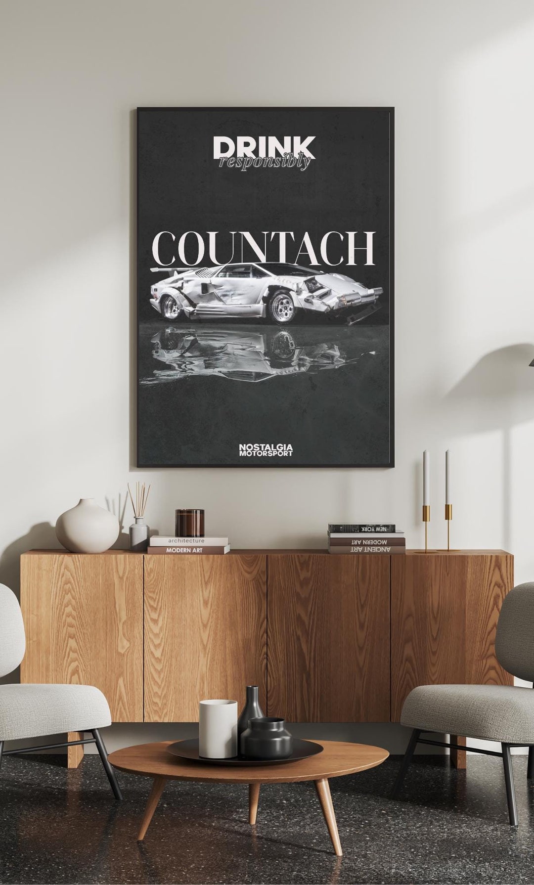 Lamborghini Countach Poster Retro Wall Art for Car Enthusiasts Matte ...