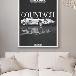 Lamborghini Countach Poster Retro Wall Art for Car Enthusiasts - Matte ...