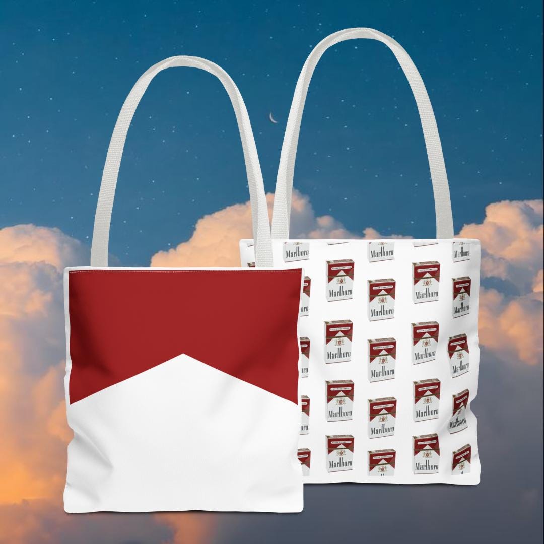 Marlboro Red Tote Bag, Cigarette Inspired Bag, Red and White Minimalist ...