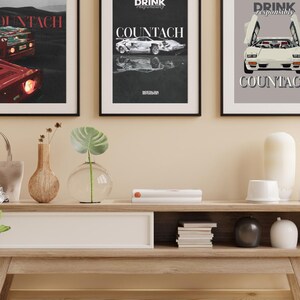 Lamborghini Countach Poster Retro Wall Art for Car Enthusiasts - Matte ...