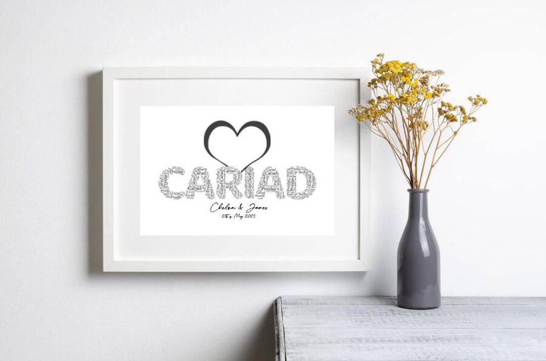 Welsh Cariad Word Art Print - Wedding Gift - Engagement Gift ...