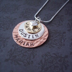 Hand Stamped Jewelry Personalized Necklace Triple Stack MIXED Metals ...