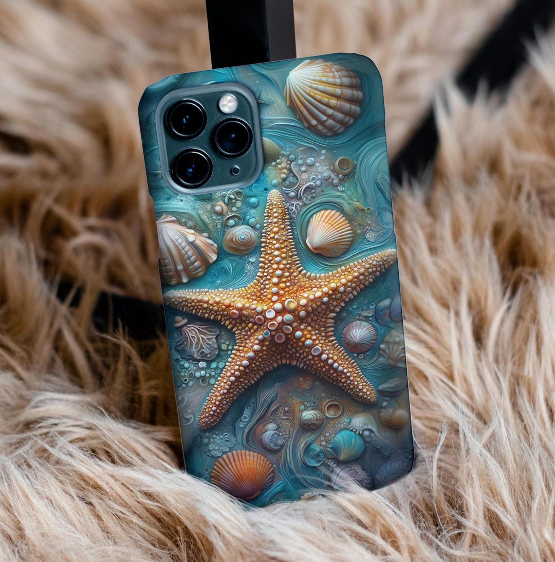 Ocean Inspired 3D Starfish and Seashells Phone Case - Unique Artistic ...