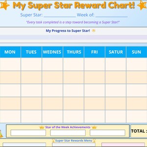 My Super Star Reward Chart - Printable Chore Tracker for Kids | Fun ...