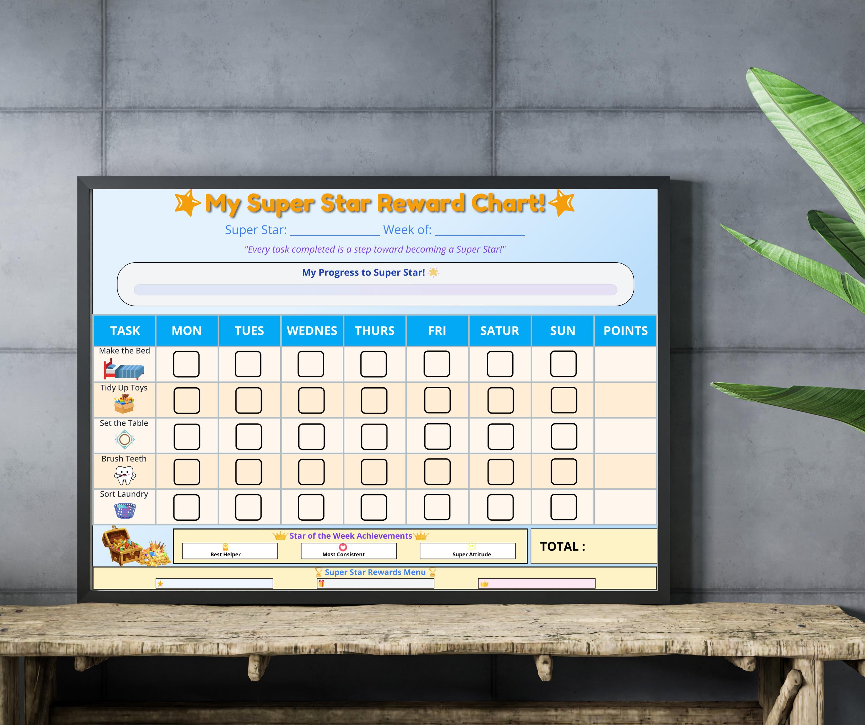 My Super Star Reward Chart - Printable Chore Tracker for Kids | Fun ...