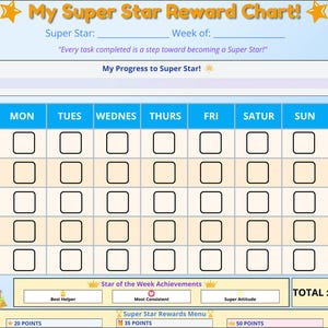 My Super Star Reward Chart - Printable Chore Tracker for Kids | Fun ...