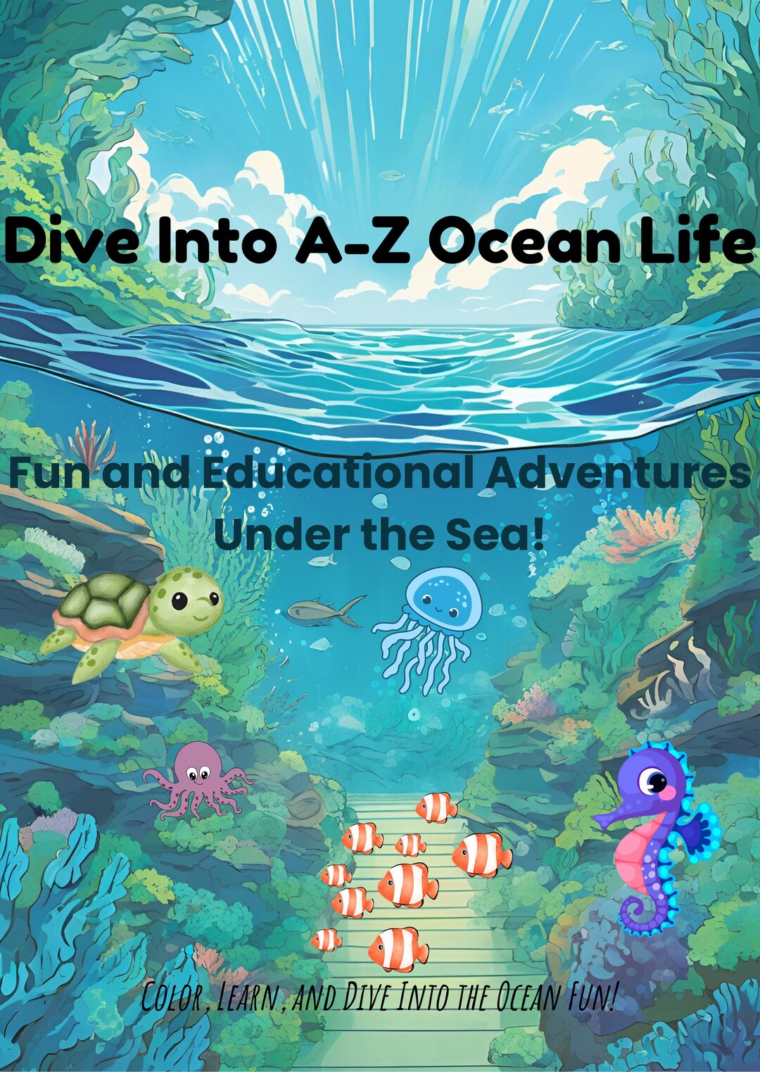 Dive Into A-Z Ocean Life Coloring Book for Kids | Fun Educational ...