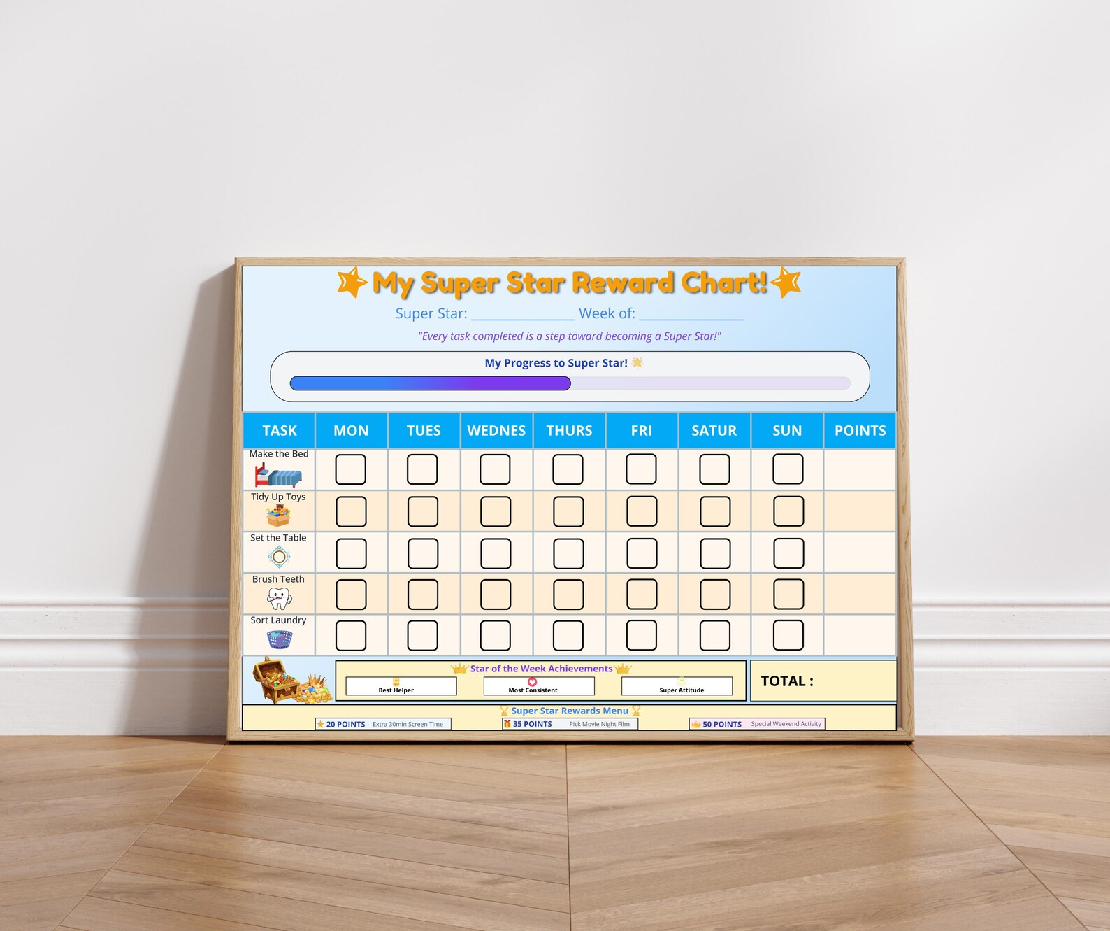 My Super Star Reward Chart - Printable Chore Tracker for Kids | Fun ...