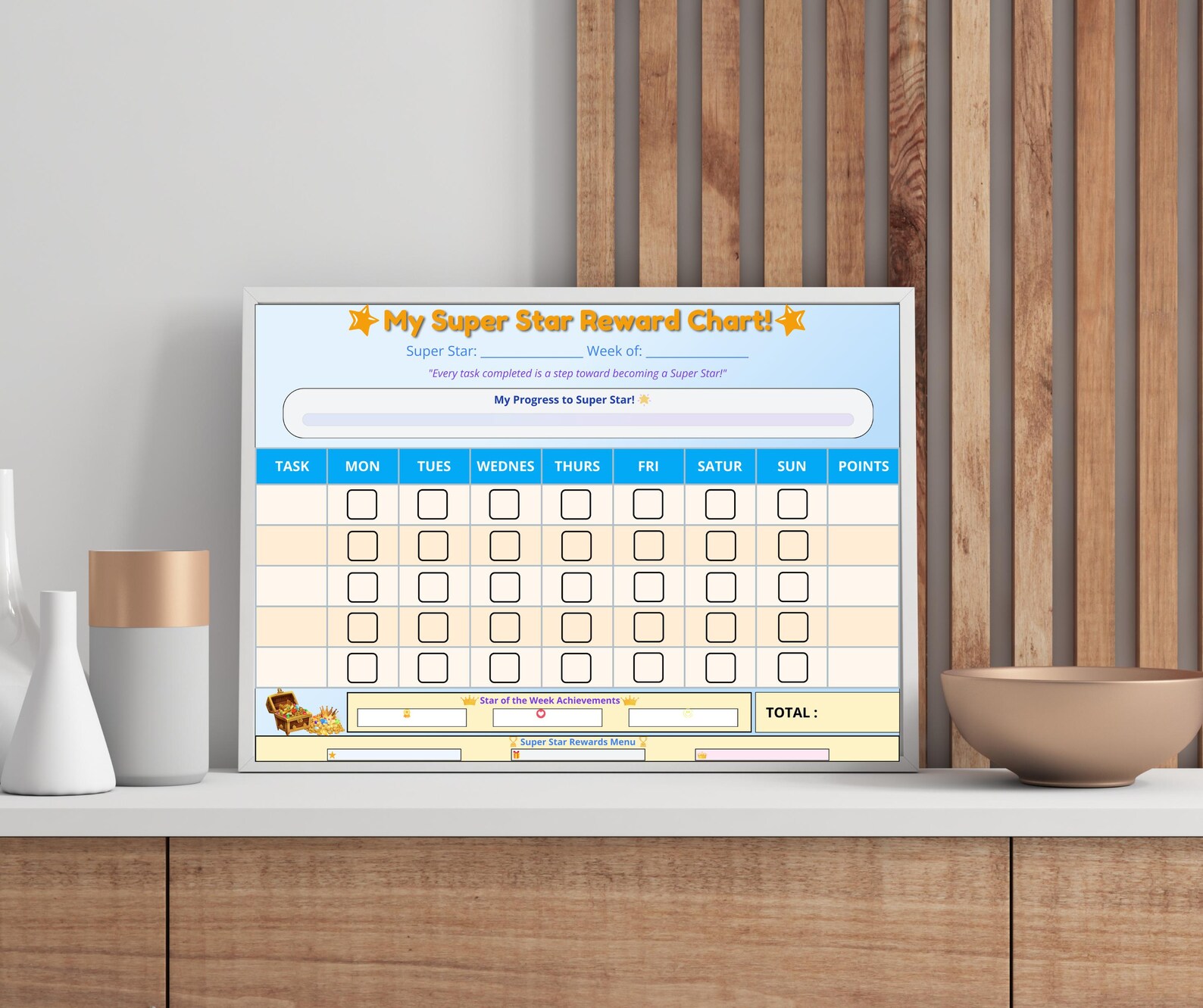 My Super Star Reward Chart - Printable Chore Tracker for Kids | Fun & Motivational Reward System ...