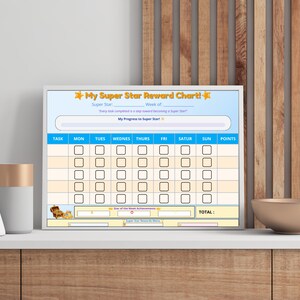 My Super Star Reward Chart - Printable Chore Tracker for Kids | Fun & Motivational Reward System ...