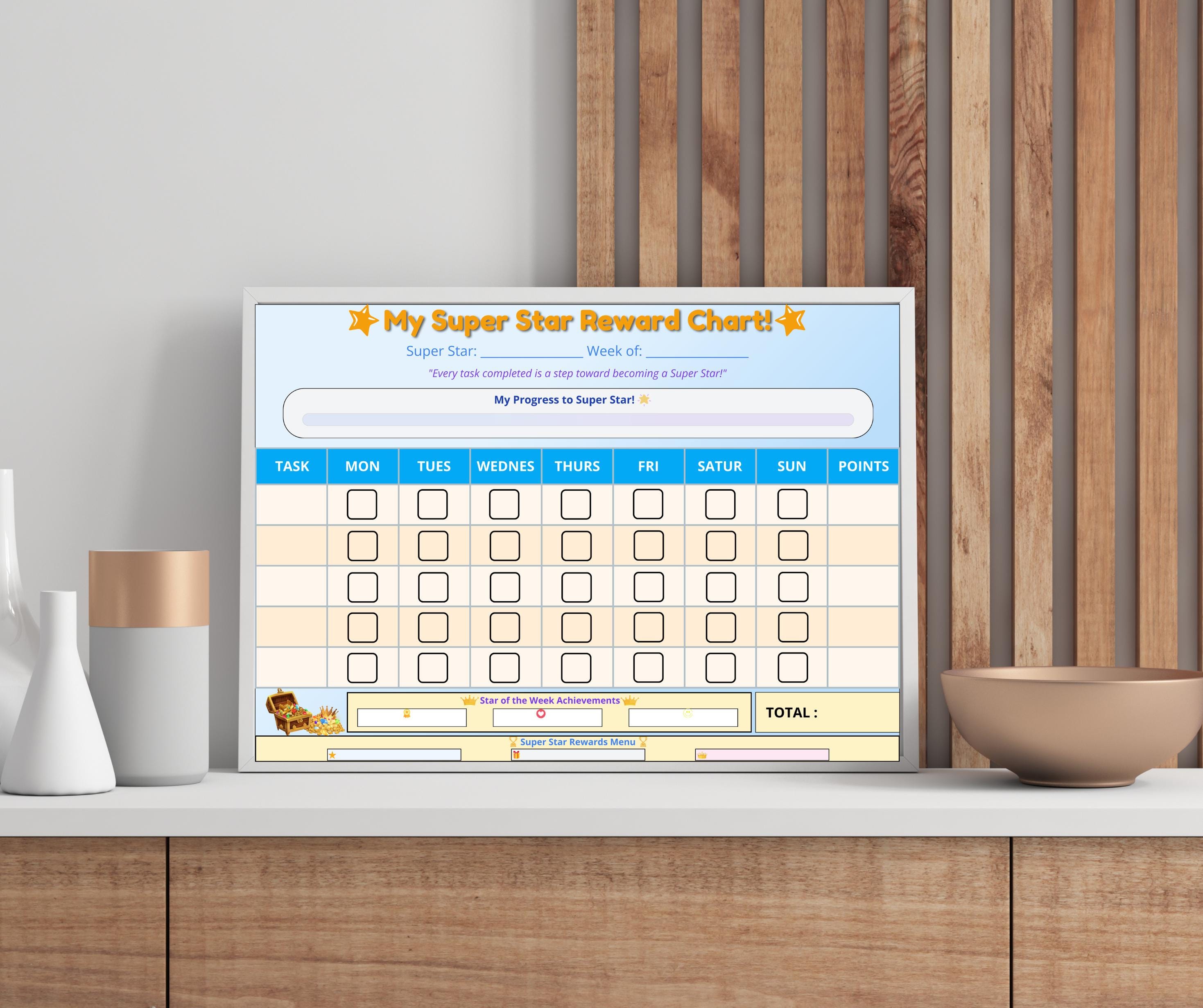 My Super Star Reward Chart - Printable Chore Tracker for Kids | Fun ...