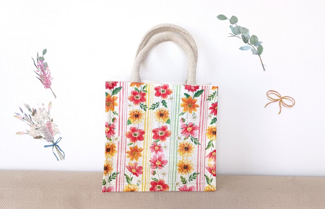 Handmade Decoupage Jute Bag Totebag Flower Gift - Etsy
