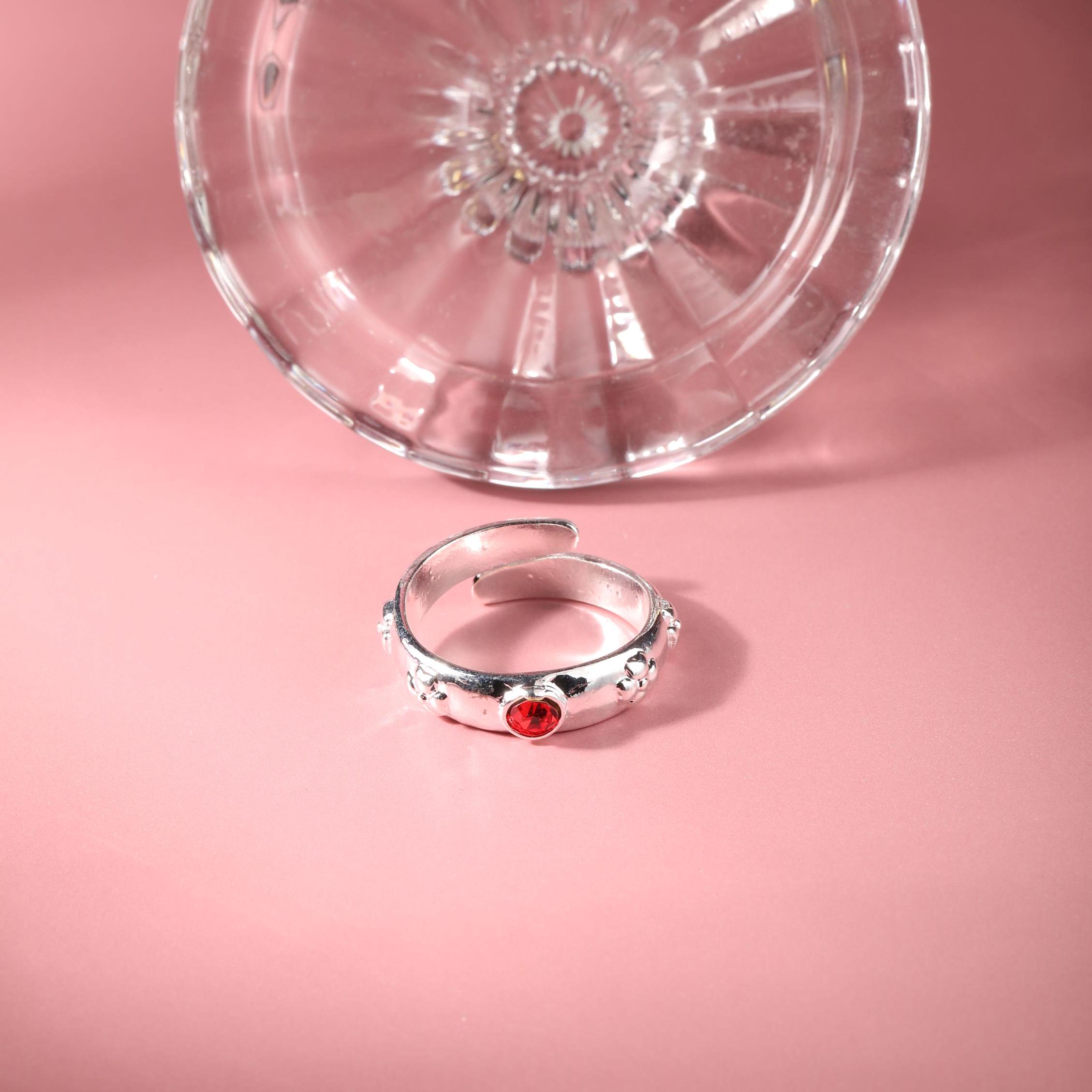 Couple Rings Set, Howls Inspired Anime Rings With Red & Blue Gem ...