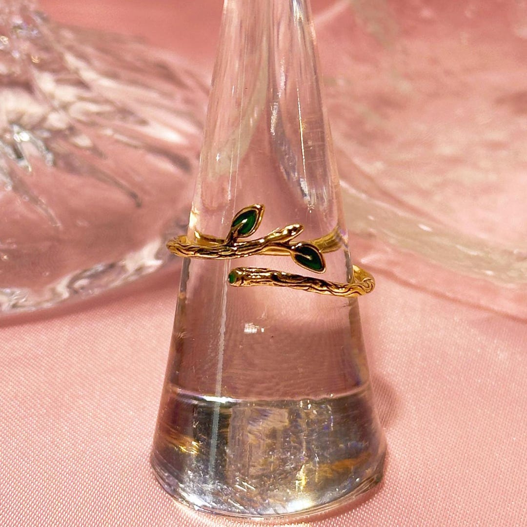 Handmade Olive Tree Ring | Green Leaf Adjustable Ring | Emerald ...